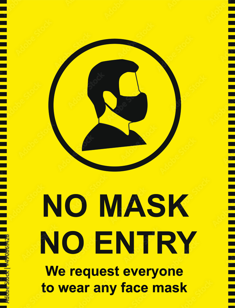 No Entry Without Face Mask or Wear a Mask Icon. Vector Image. Stock ...