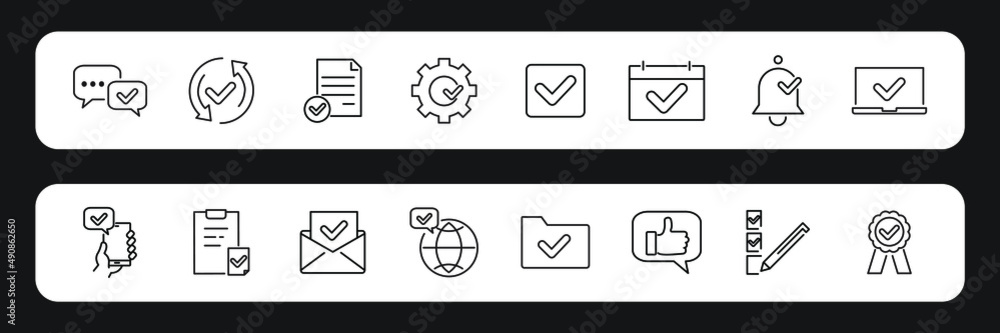 Approve icons set . Approve pack symbol vector elements for infographic ...