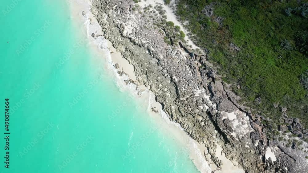 Cuba Cayo Santa Maria beach drone aerial 4K white sand shot cayo coco ...