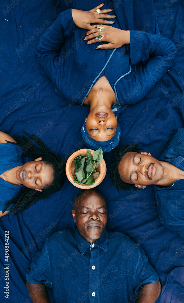 Portrait of african nature activists laying in a circle Stock Photo ...