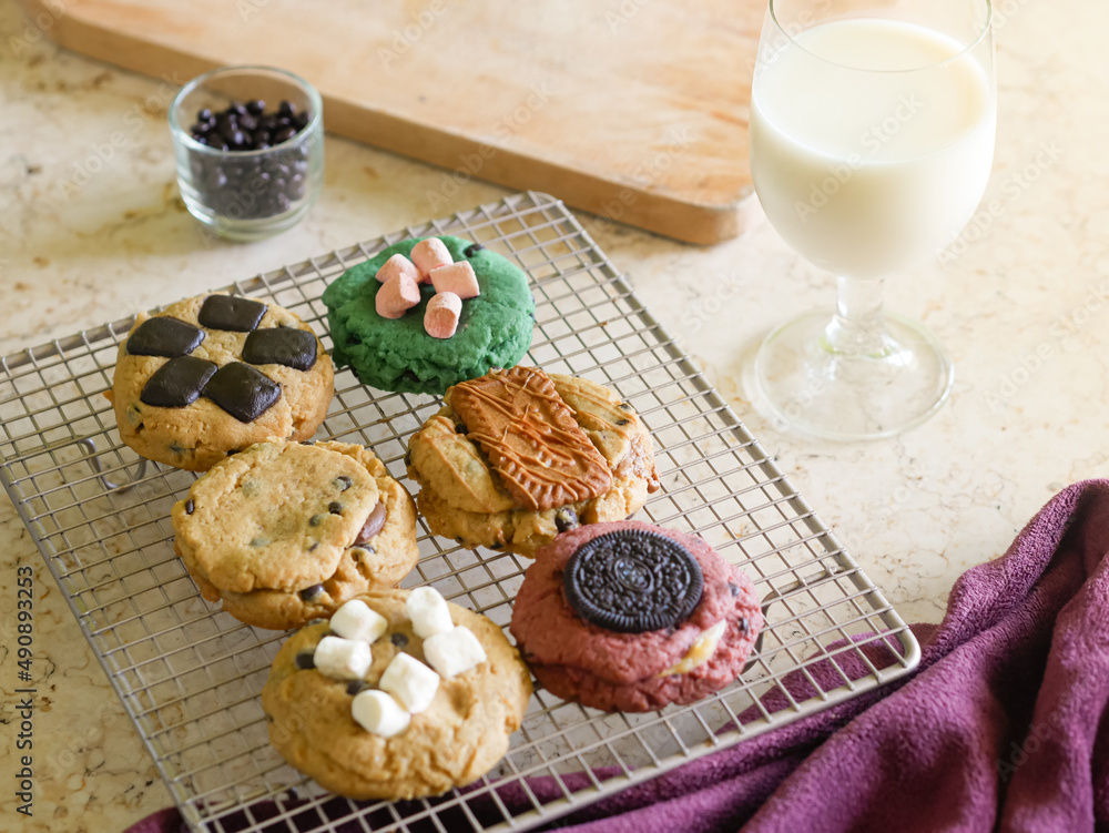 various cookies with different flavours. red velvet, matcha ...