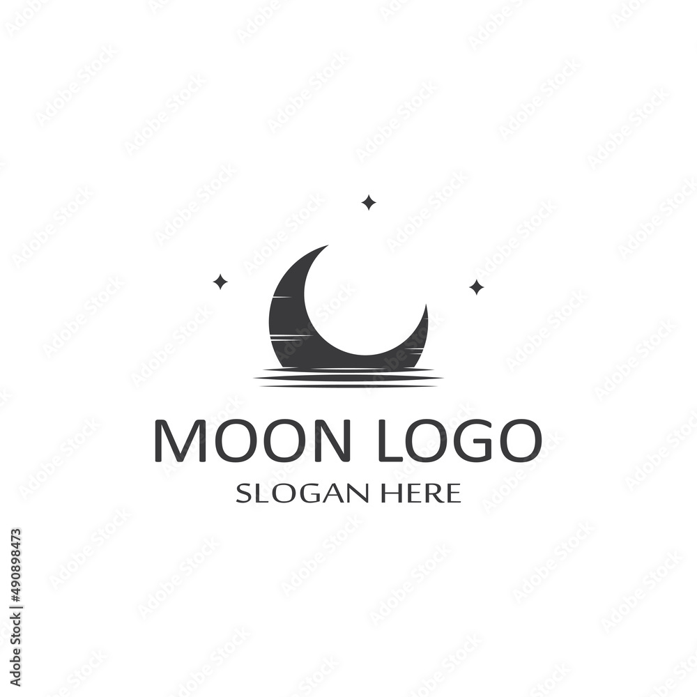full moon and half moon logo, using logo vector icon concept design and ...
