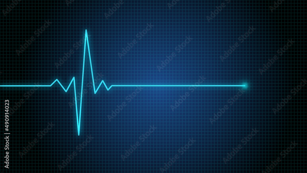 Blue Cardiogram or heartbeat line in high resolution. EKG ECG Screen ...