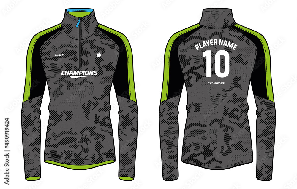 Long sleeve Compression top t shirt flat sketch design illustration ...