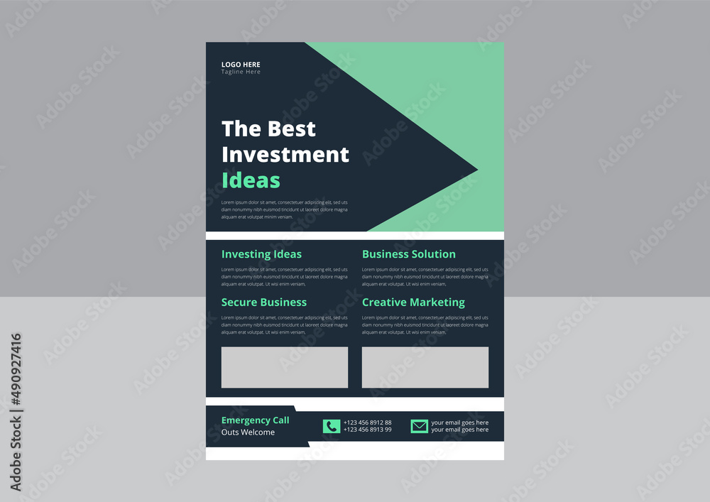 Investment flyer template design. Finance banking poster leaflet ...