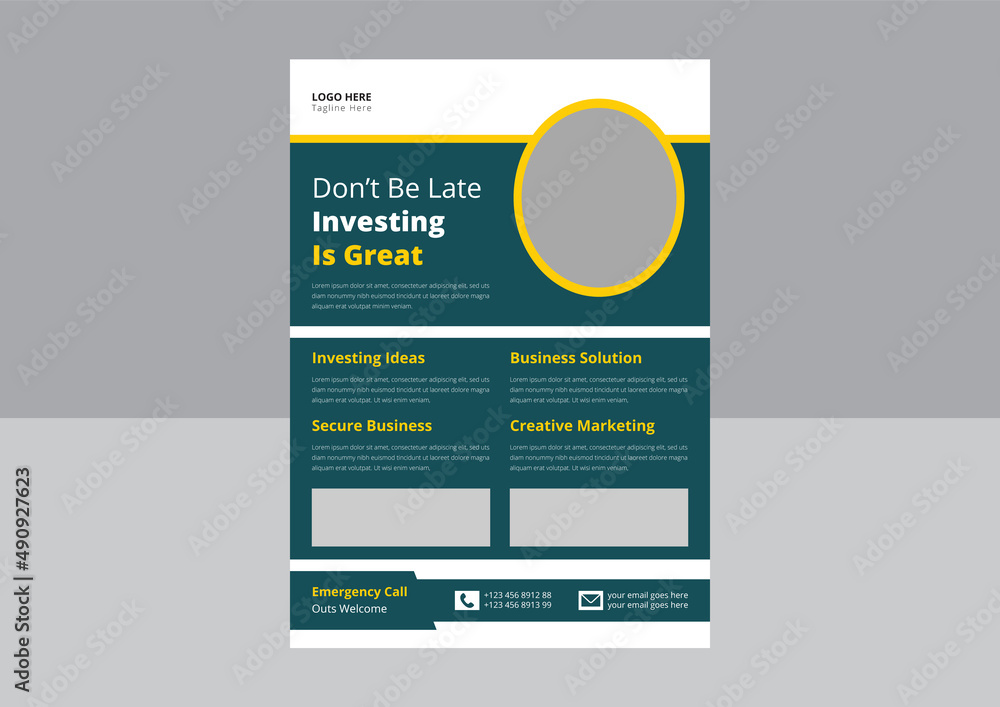 Investment flyer template design. Finance banking poster leaflet ...