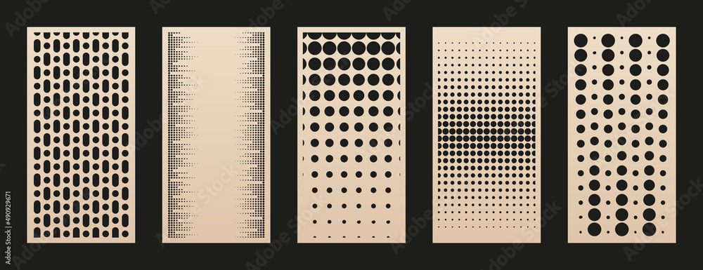 Laser cut panel set. Collection of abstract geometric patterns with ...