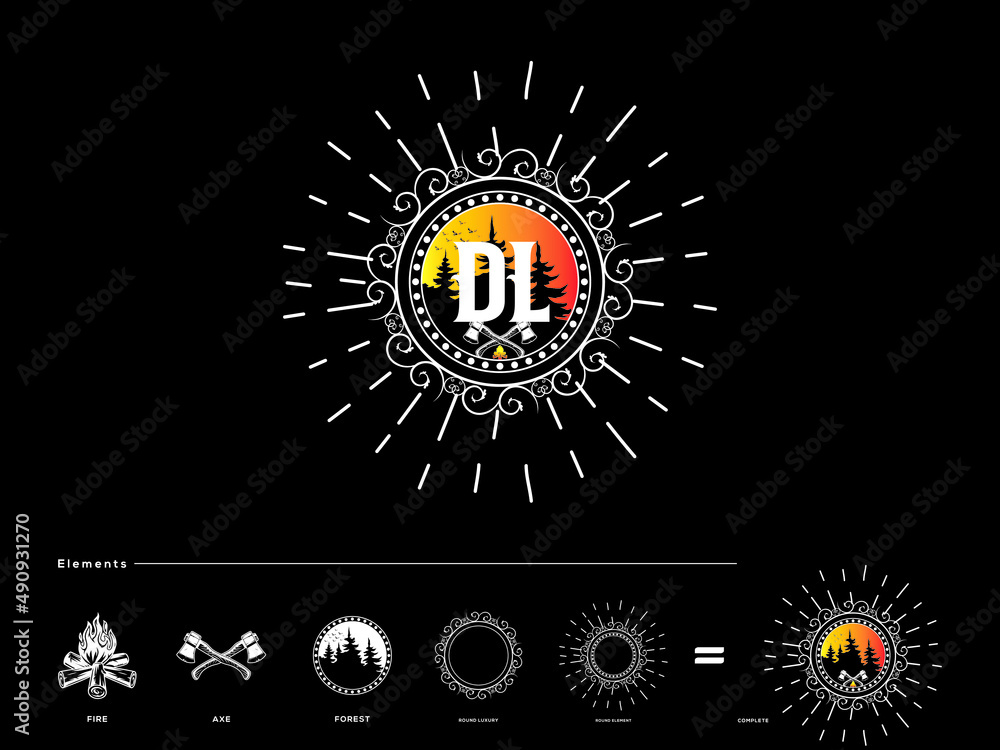 Vintage DL Logo, Luxury dl emblem style vector logo icon for Forest Axe ...