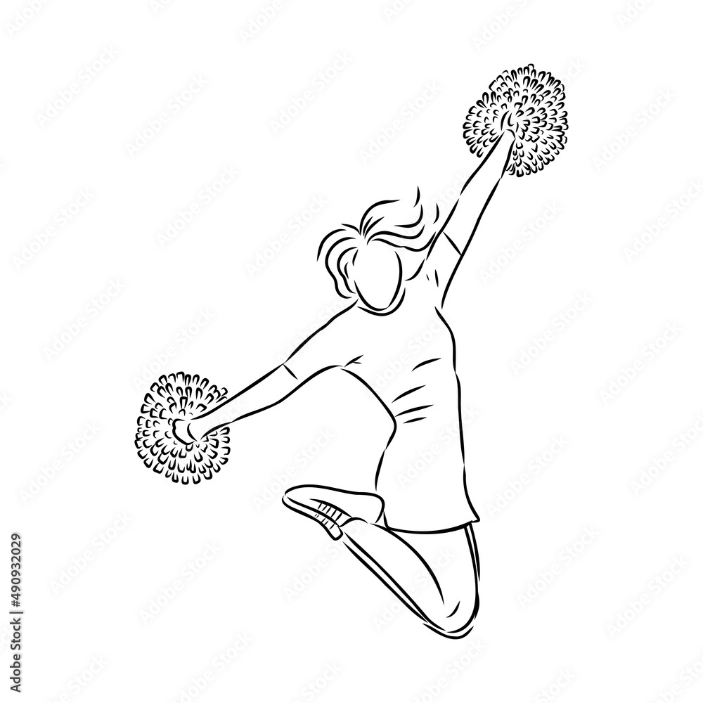 Cheerleader sketch cheerleading vector sketch llustration girl Stock ...