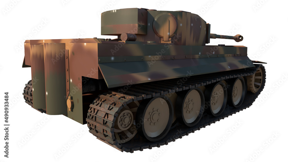 Panzer VI Tiger Heavy Tank- Perspective B view white background 3D ...