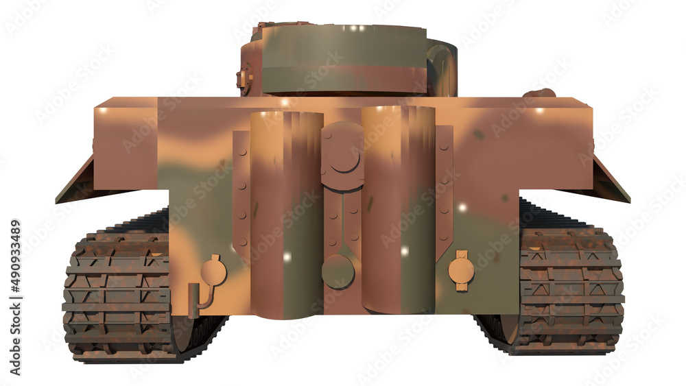 Heavy Tank- Vehicle Military - Back view white background 3D Rendering ...