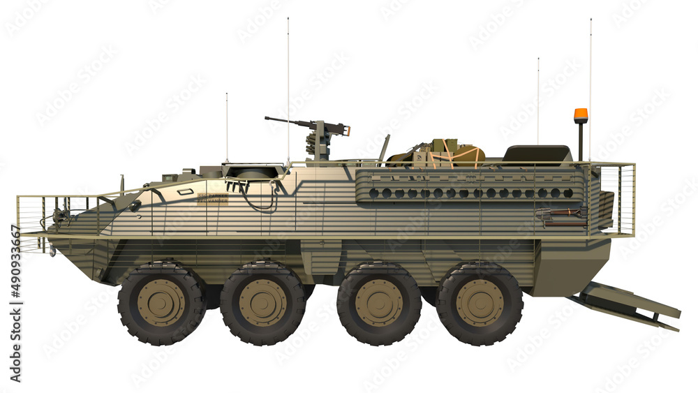 Stryker 2 armored personnel carrier- Lateral view white background 3D ...