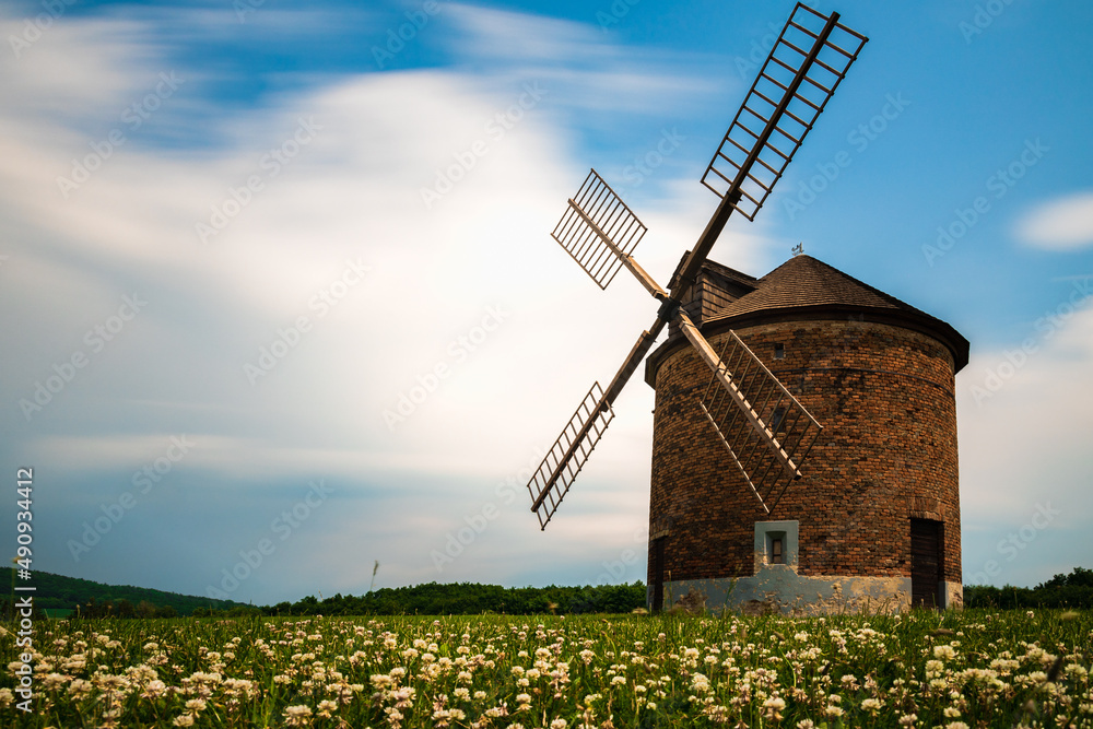 The Chvalkovice windmill is an 11-meter-high mill from 1873 equipped ...