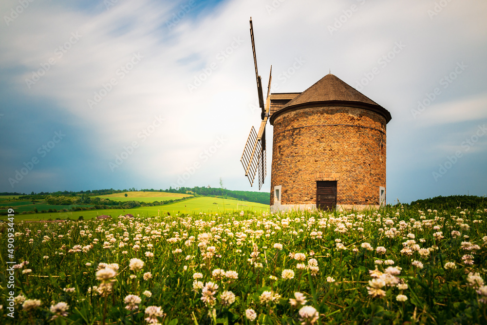 The Chvalkovice windmill is an 11-meter-high mill from 1873 equipped ...