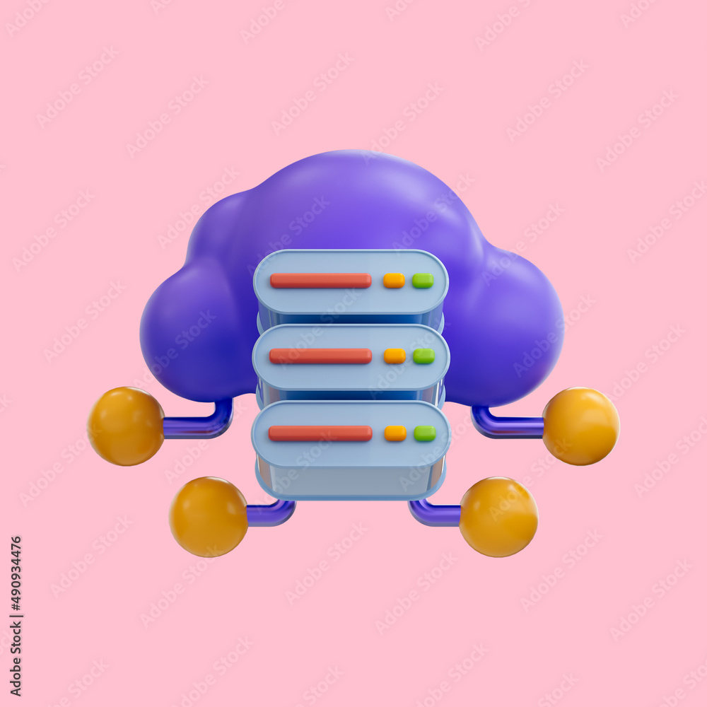 cartoon look cloud storage service icon 3d render render concept for ...