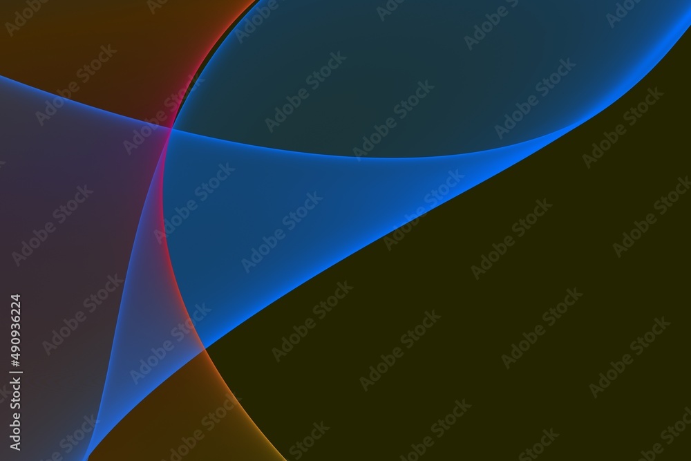 Abstract illustration of a circular intersection of waves of warm and ...