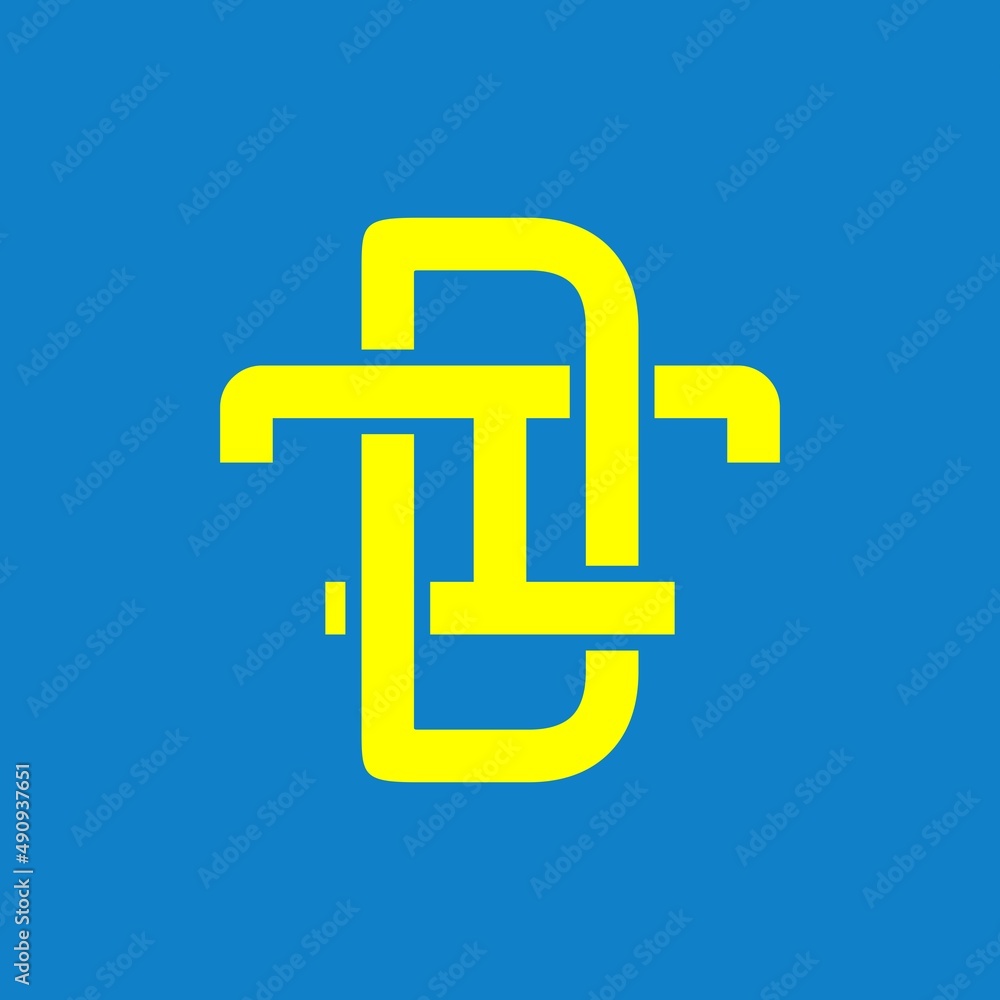 TD, DT, monogram logo overlapping, yellow color on a blue background ...