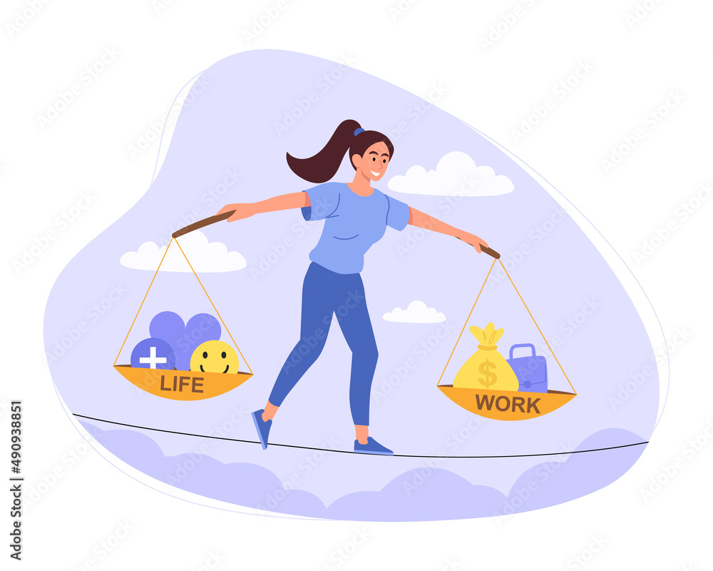 Work life balance. Girl chooses between career and personal life ...