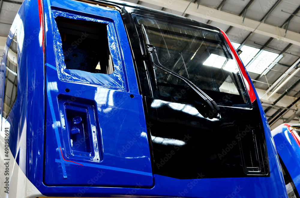 Rail car assembly plant. Industrial workshop for the production of high ...