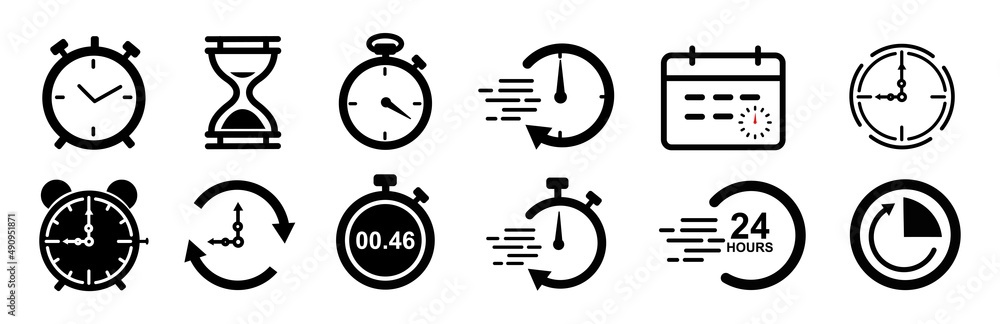 Set of Timer vector icons Count down Timer,Stopwatch icons set Timer ...