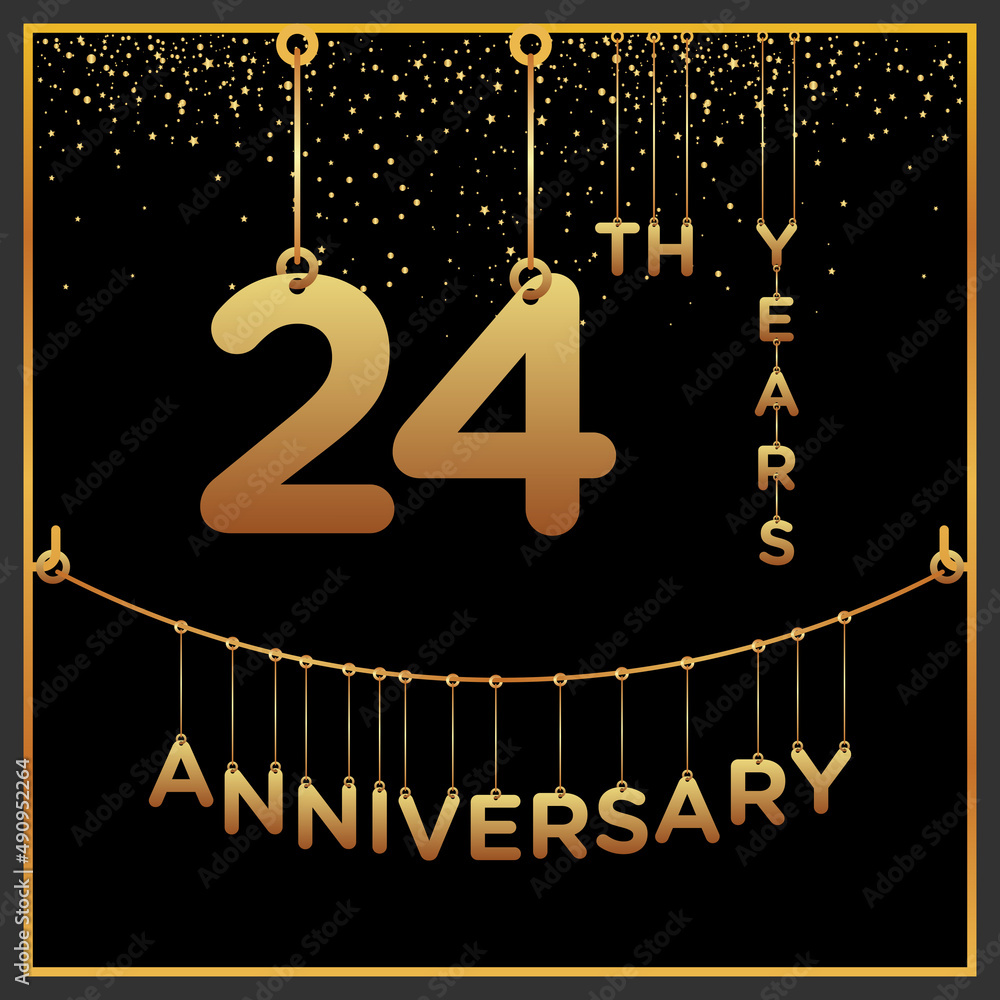 24th years anniversary, vector design for anniversary celebration with ...