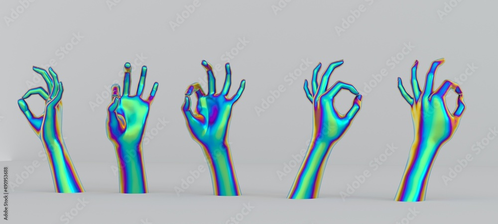 3D illustration of hand models suitable for product placement, showing ...
