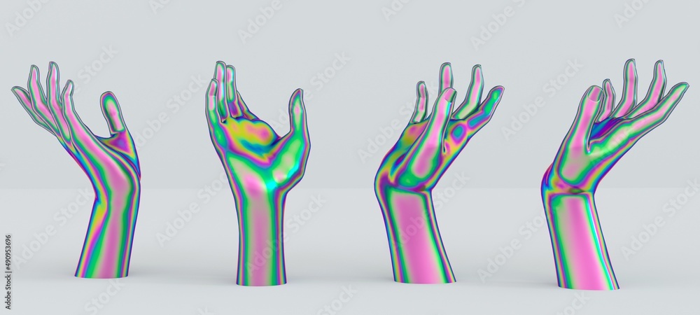 3D illustration of hand models suitable for product placement, showing ...