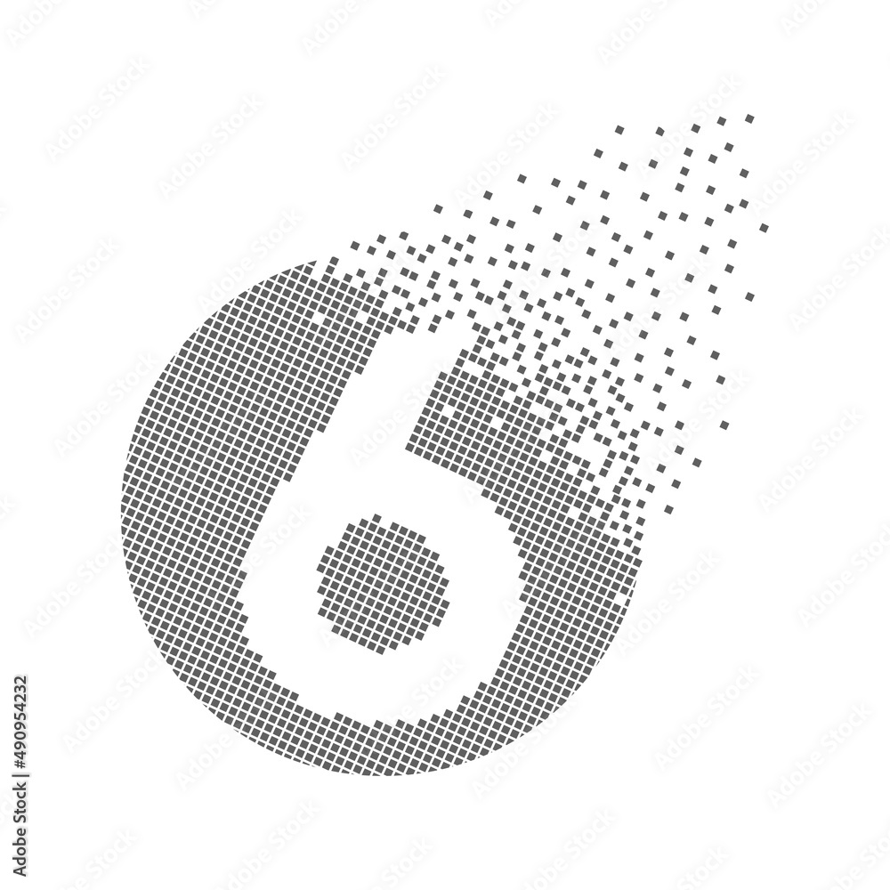 Round 6 number fast pixel dots. Six number-digit pixel art. Integrative ...