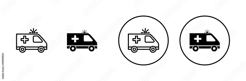 Ambulance icons set. ambulance truck sign and symbol. ambulance car ...
