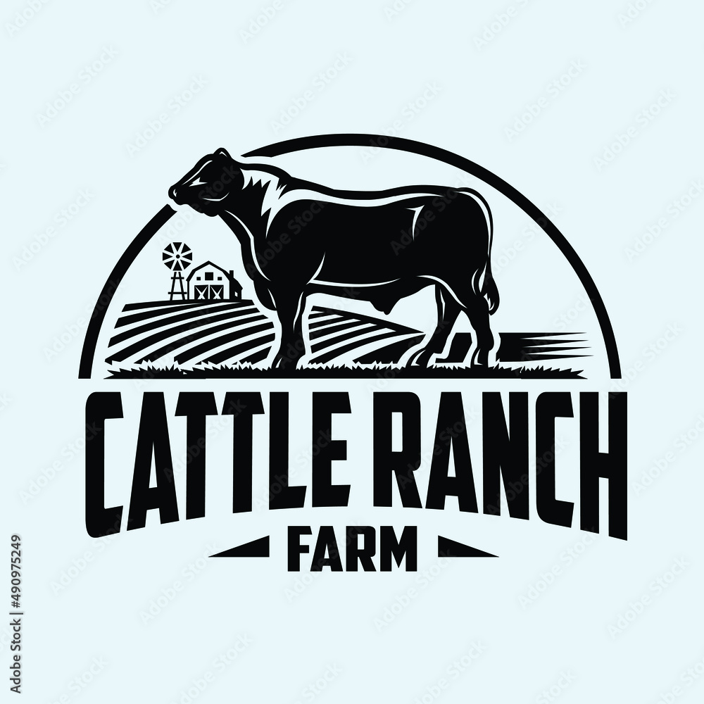 Premium Angus Cow Cattle Ranch Farm Ready Made Logo Design. Cattle ...