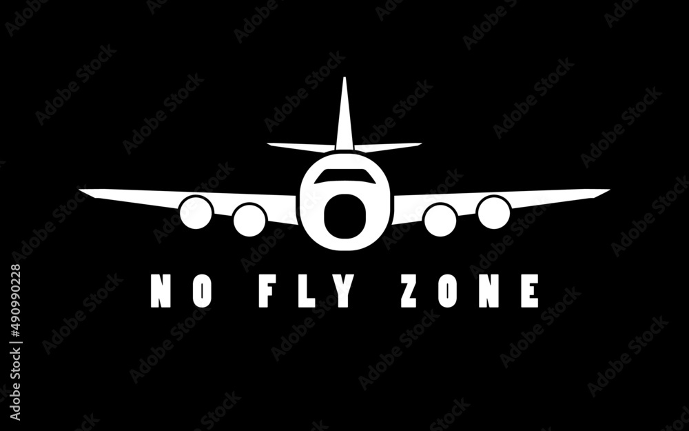 No fly zone sign. No-fly poster. Aviation banned symbol. Aeroplane ...
