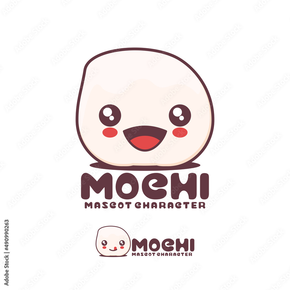 mochi cartoon illustration, with a happy expression, suitable for ...