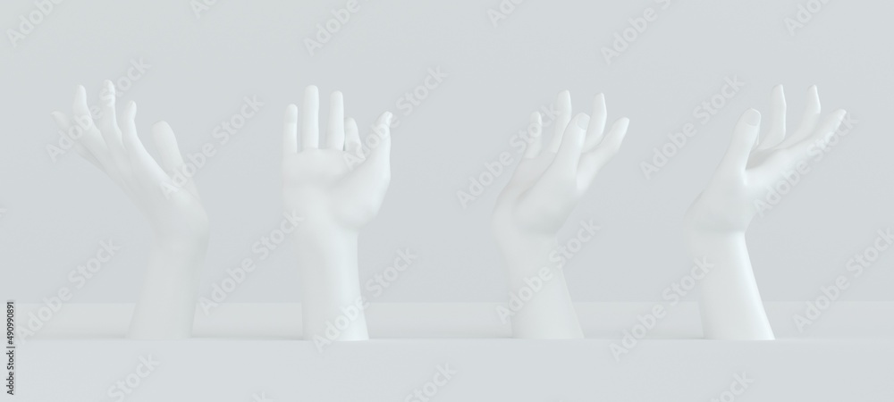 3D illustration of hand models suitable for product placement, showing ...