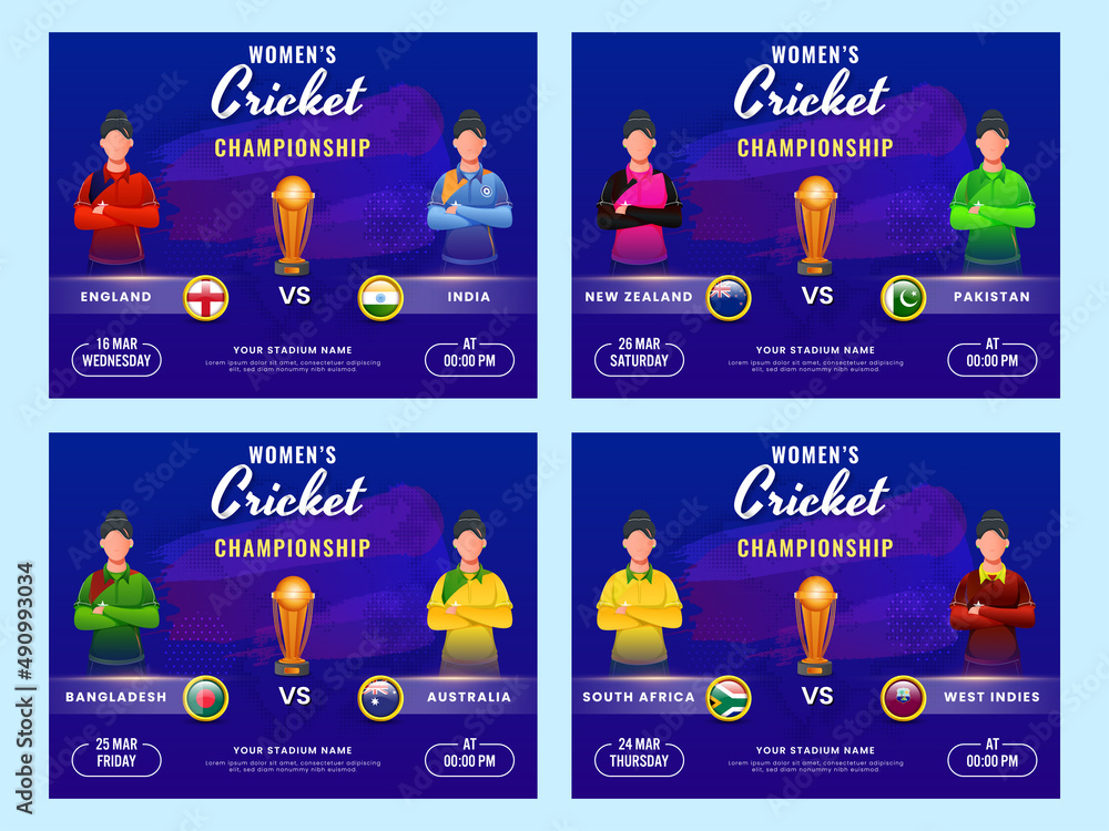 Women's Cricket Championship Poster Design With Participating Countries ...