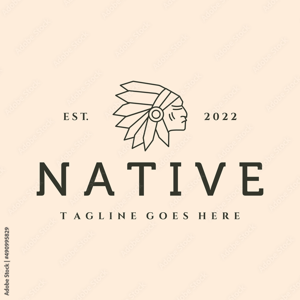 native american line art logo vector symbol illustration design Stock ...