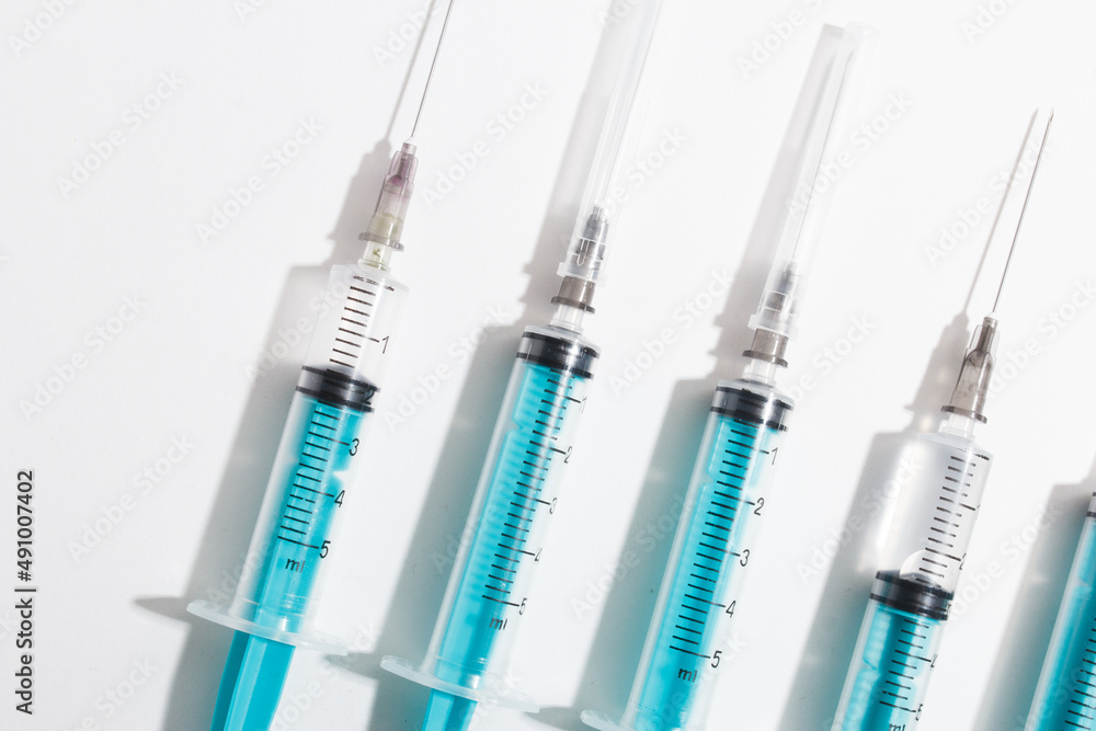 Medical syringe on a white background. A syringe for injection. The ...