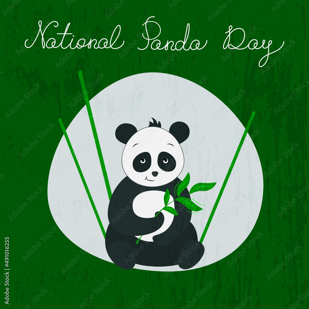 National Panda Day banner with lettering, March 16. Cute panda ...