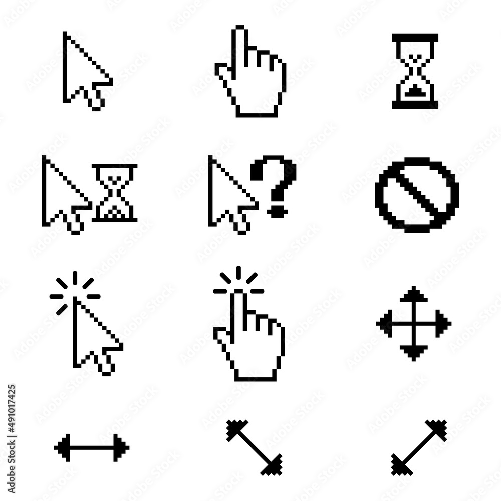 Vettoriale Stock Pointer click icon. Set of clicking cursor. Arrow ...