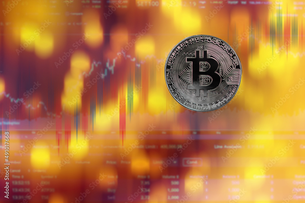 Bitcoin crypto currency on code data numeric digital system cyber ...