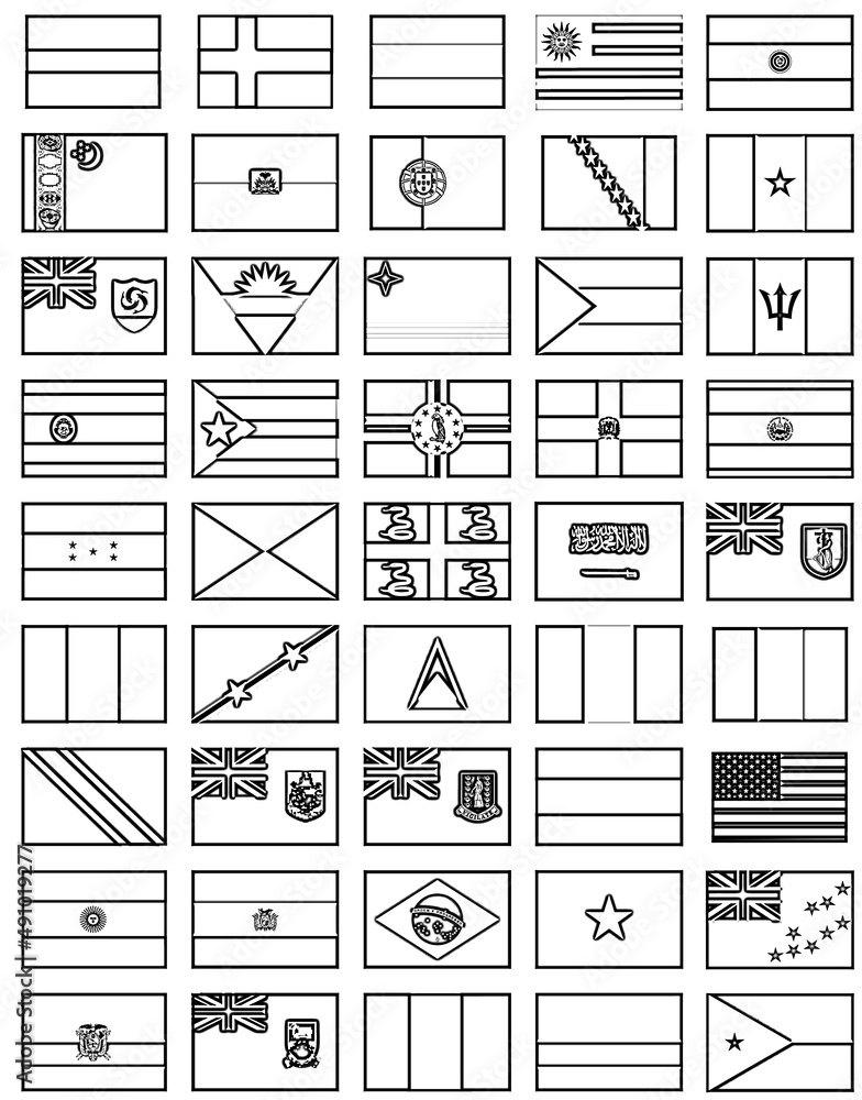 Flags of the world coloring pages for teens and adults, printables for ...