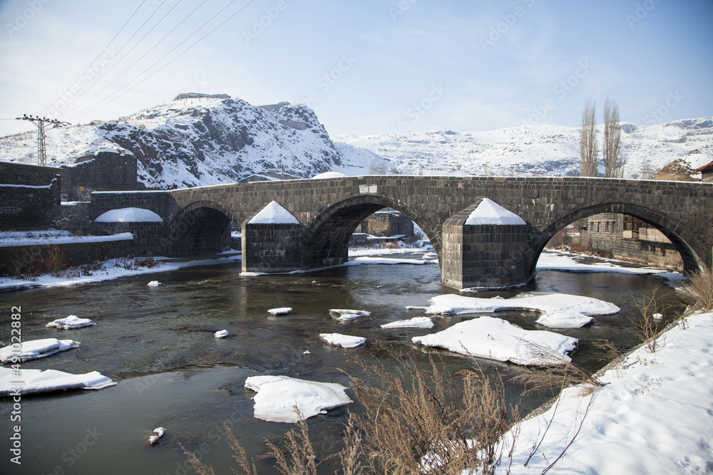 This historical stone bridge built by the Ottoman Ruler Murat III. in ...