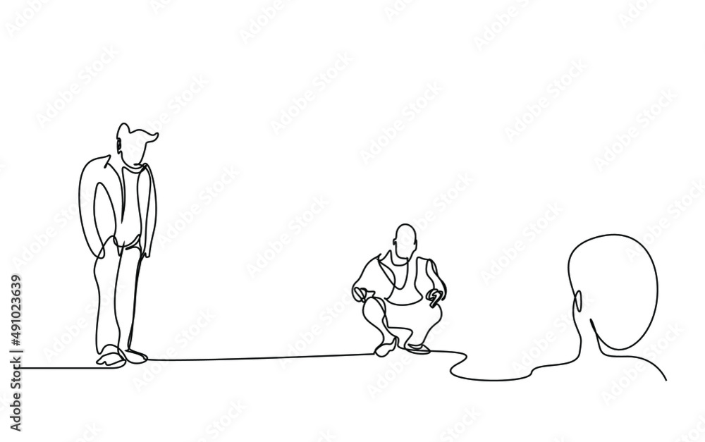 Sad crying man on the floor holding a gun. people consoling their armed ...