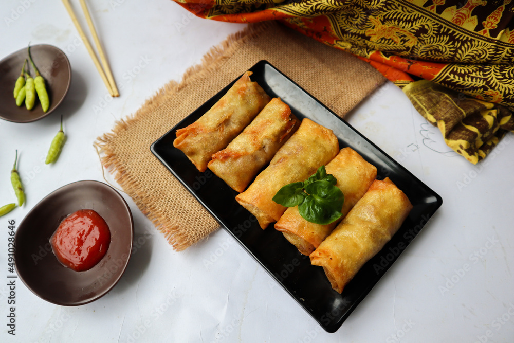 "Lumpia or lunpia, is traditional spring roll skin snack from Semarang ...