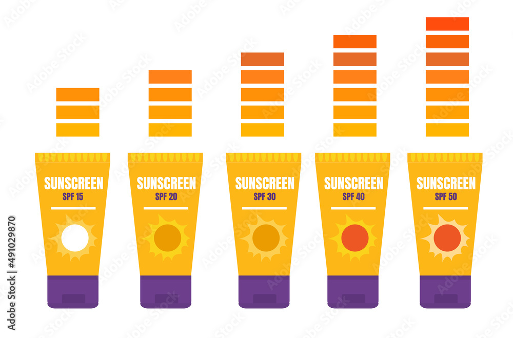 skin care concept,sunscreen, sunblock,bottles of sunscreen. SPF. Vector ...