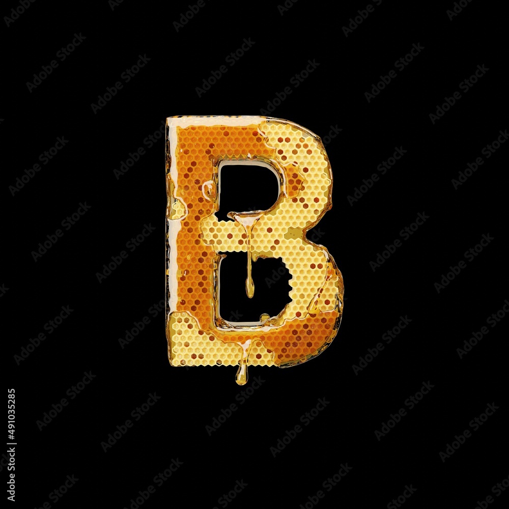Honey Comb Alphabet, honey letter B, realistic honey 3d text, liquid ...