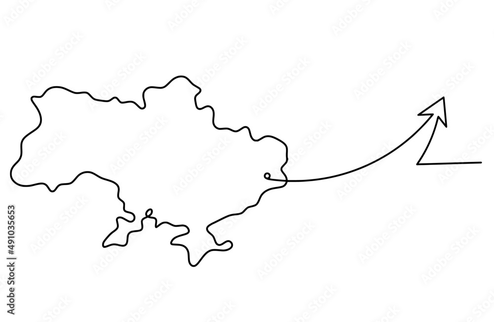 Map of Ukraine with direction as line drawing on white background Stock ...