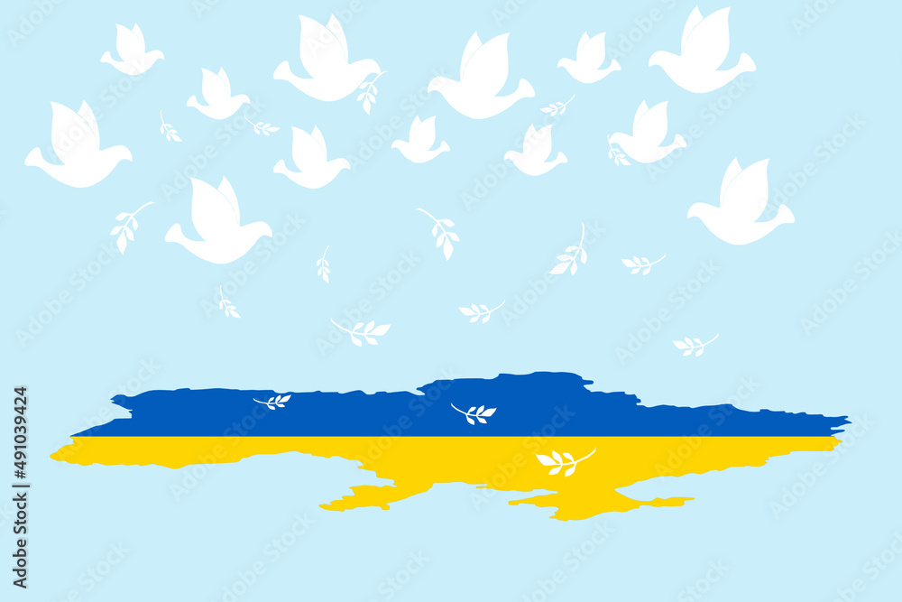 doves of peace over ukraine, peace to ukraine Stock Illustration ...