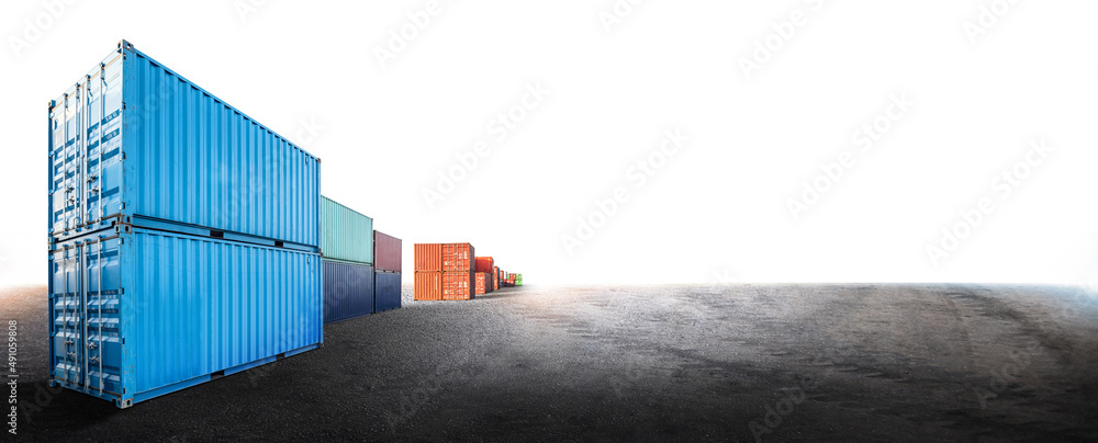 Containers box isolated on white background from cargo freight ship in ...