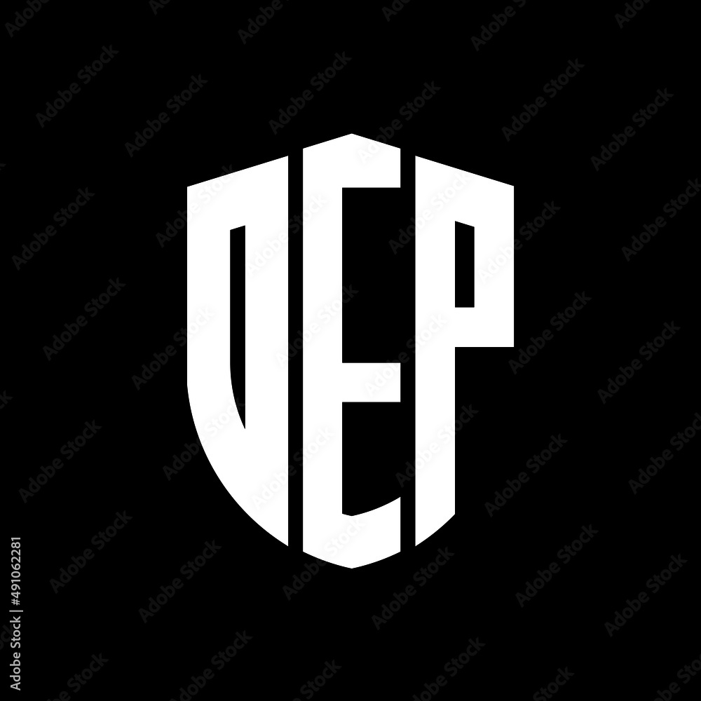 DEP letter logo design. DEP modern letter logo with black background ...