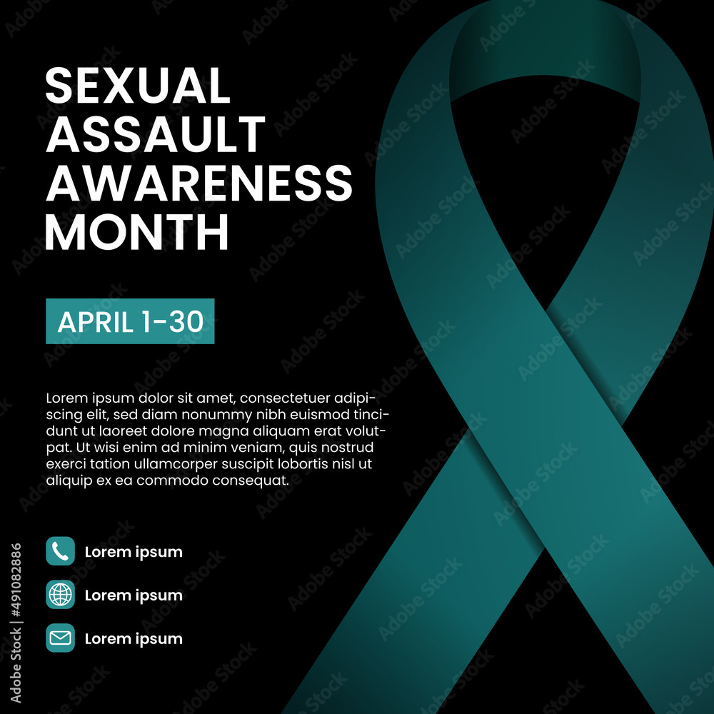 April is sexual assault awareness month banner design with a teal ...